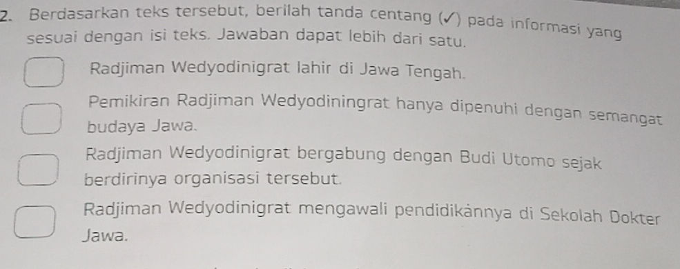 2. Berdasarkan teks tersebut, berilah tanda | StudyX