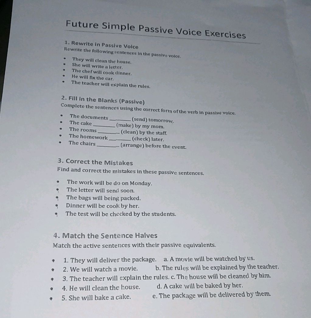 1. Rewrite in Passive Voice Rewrite the | StudyX