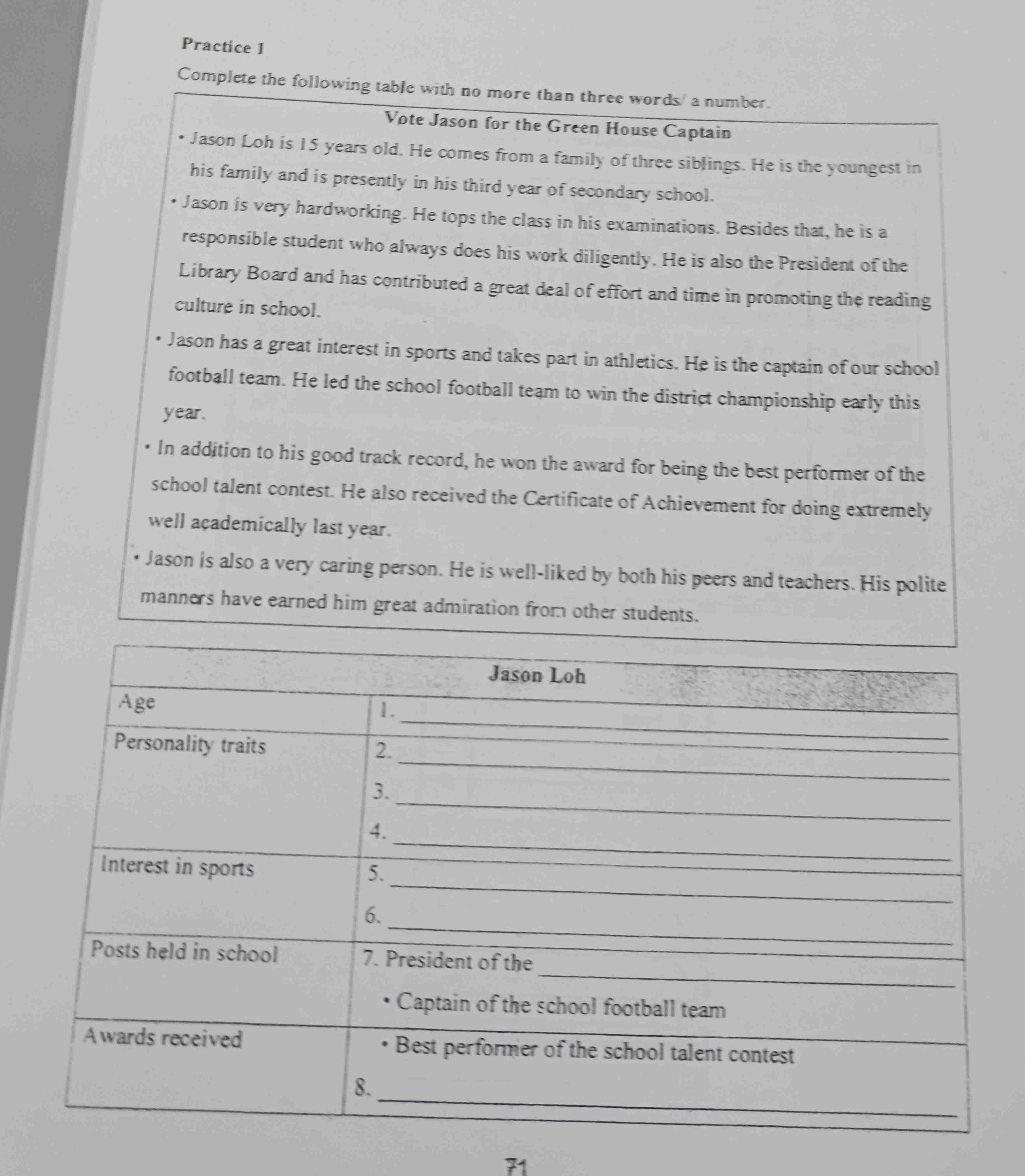 Practice 1 Complete the following table with | StudyX