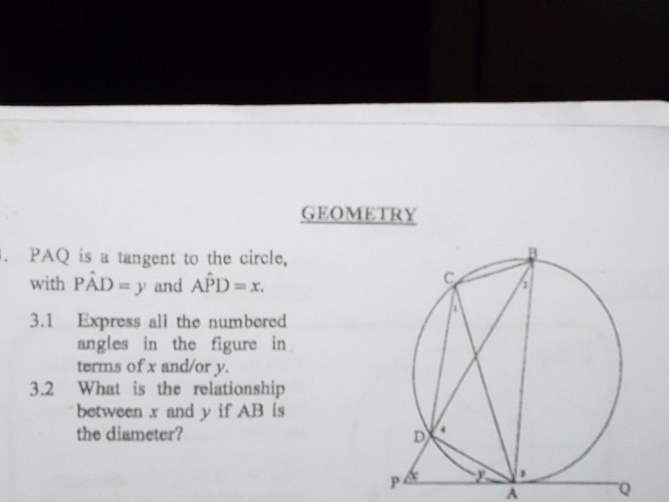 PAQ is a tangent to the circle, with $ PAD | StudyX