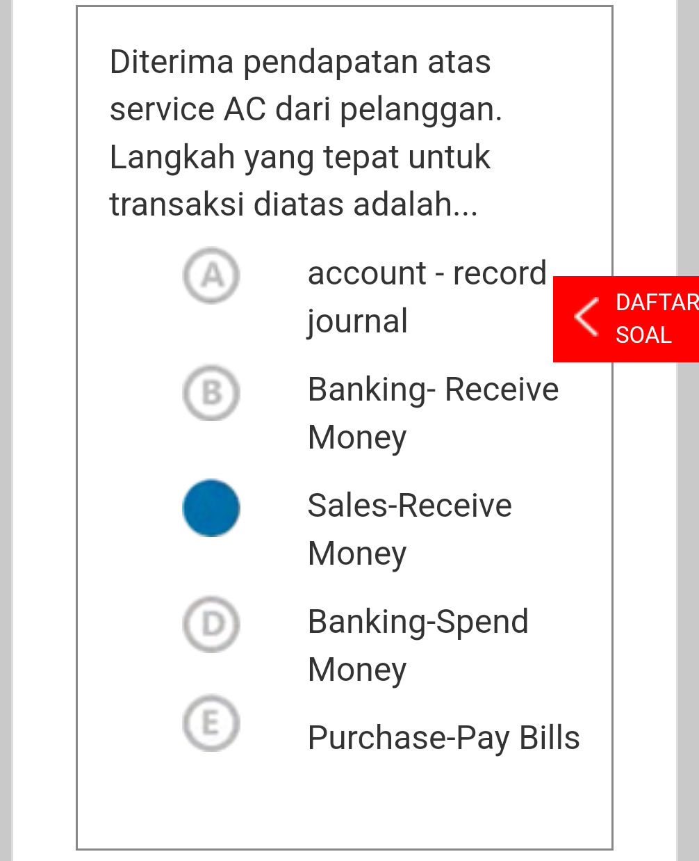 Diterima pendapatan atas service AC dari | StudyX