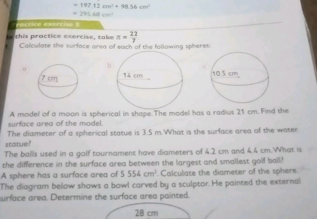 In this practice exercise, take π = {22}{7} | StudyX