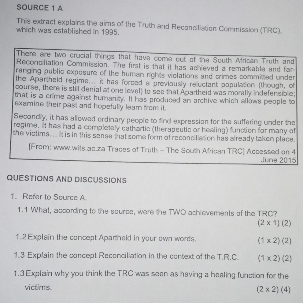 1. Refer to Source A. 1.1 What, according | StudyX