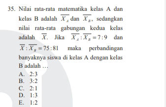 35. Nilai rata-rata matematika kelas A dan | StudyX