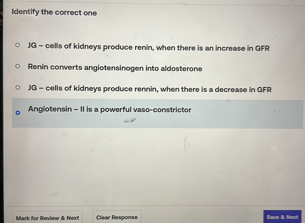 Identify the correct one JG - cells of | StudyX