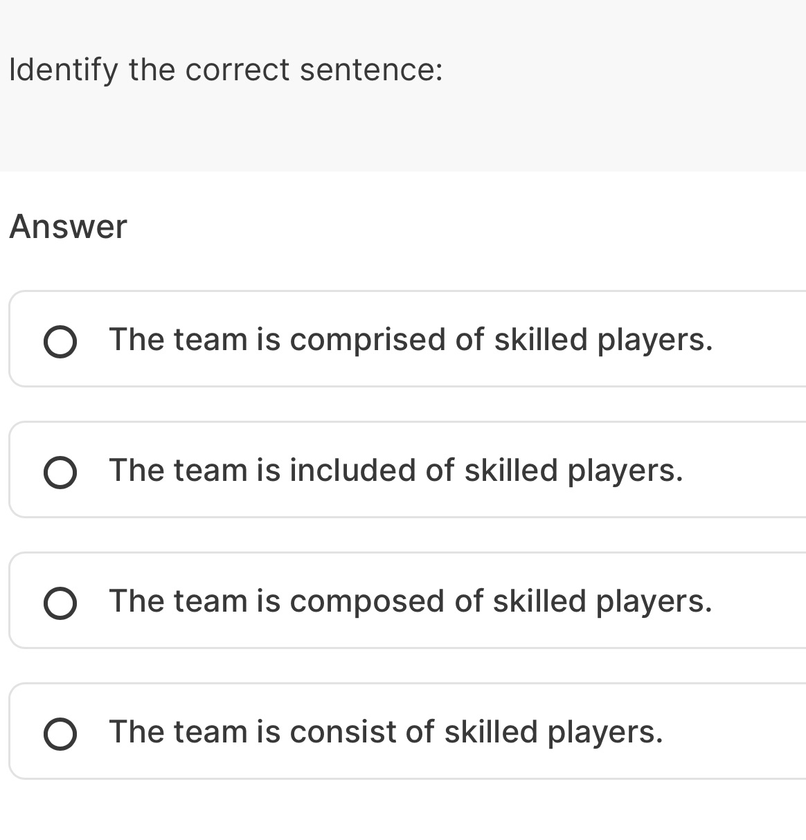 Identify the correct sentence: Answer - | StudyX
