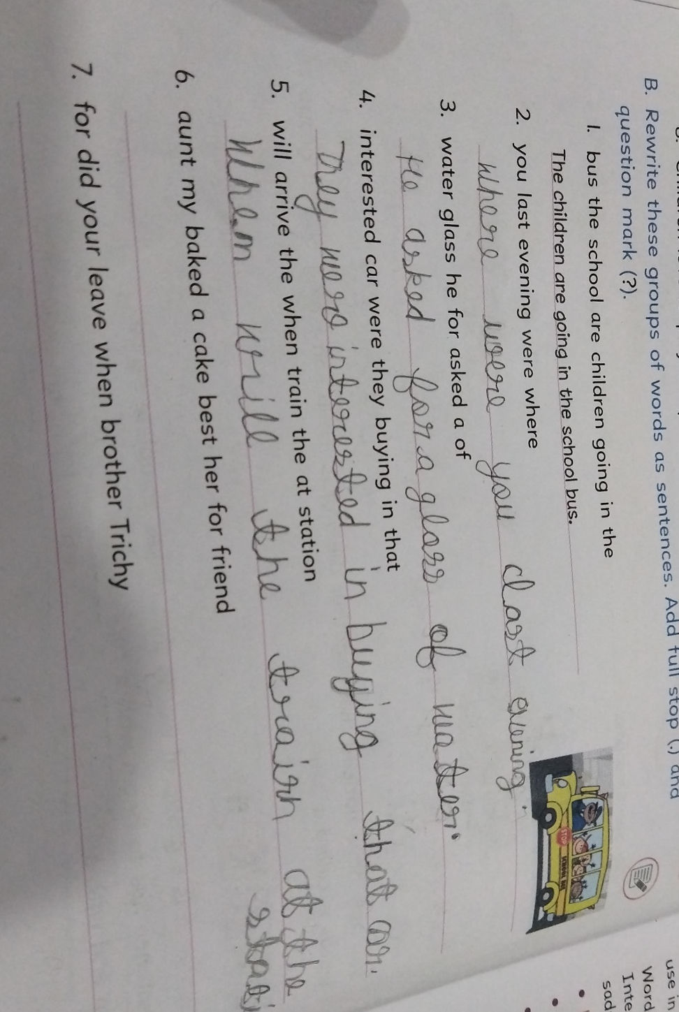 B. Rewrite these groups of words as | StudyX