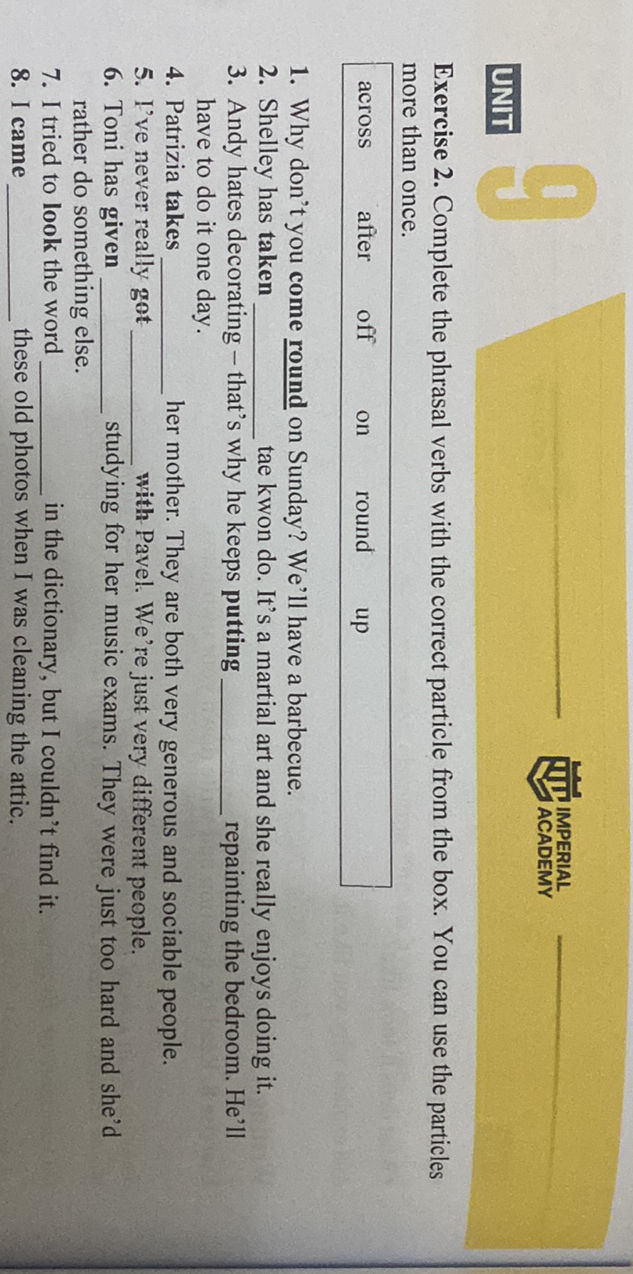 Exercise 2. Complete the phrasal verbs with | StudyX