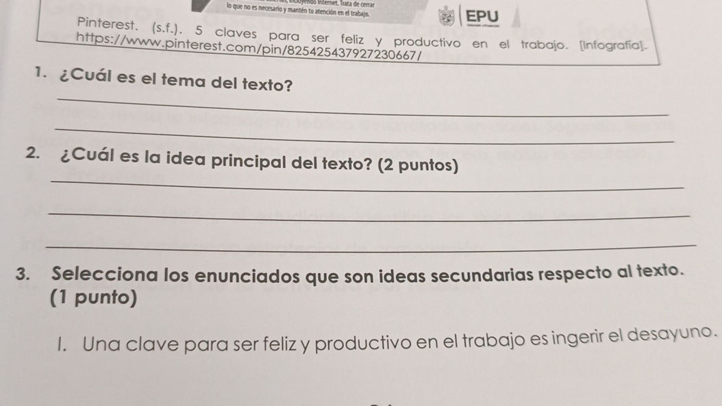 1. ¿Cuál es el tema del texto? 2. ¿Cuál es | StudyX