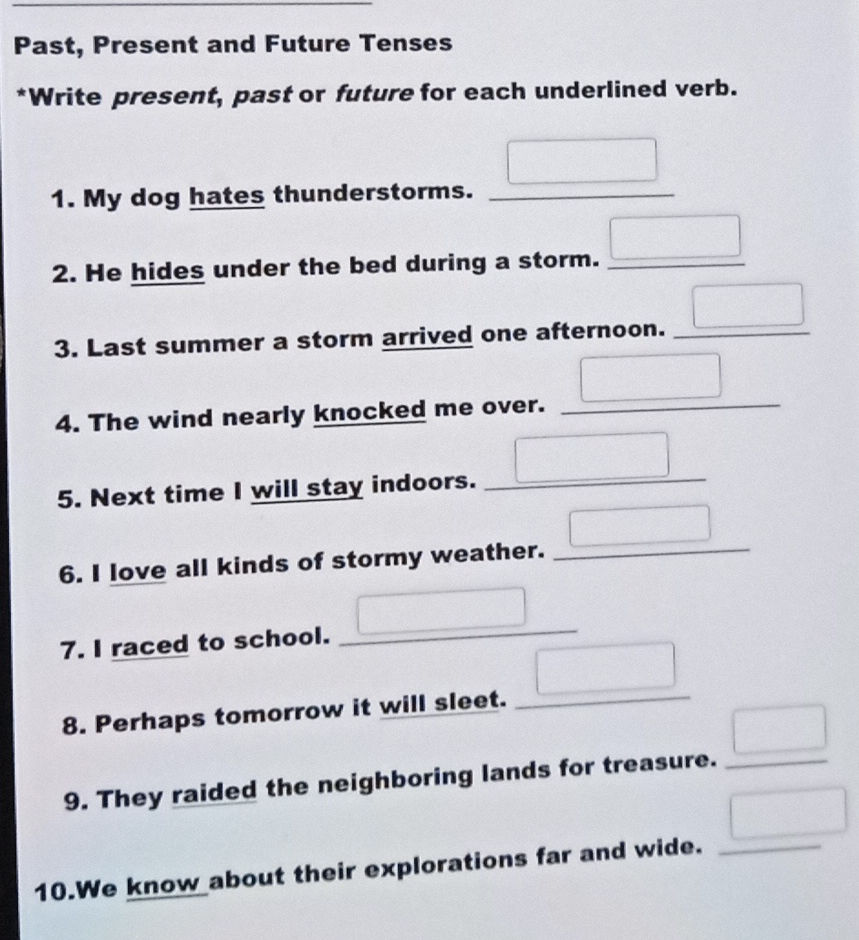 Past, Present and Future Tenses *Write | StudyX