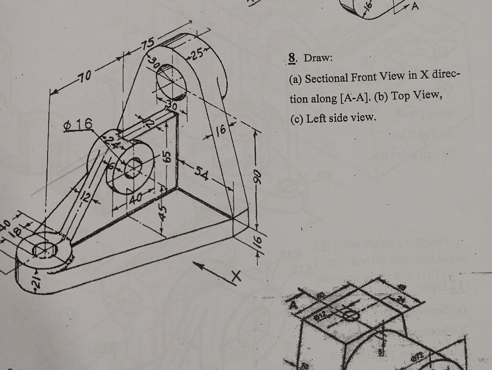 8. Draw: (a) Sectional Front View in X | StudyX