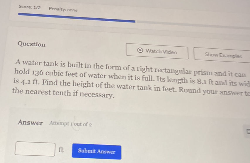 A water tank is built in the form of a right