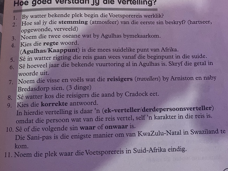 1. By watter bekende plek begin die | StudyX