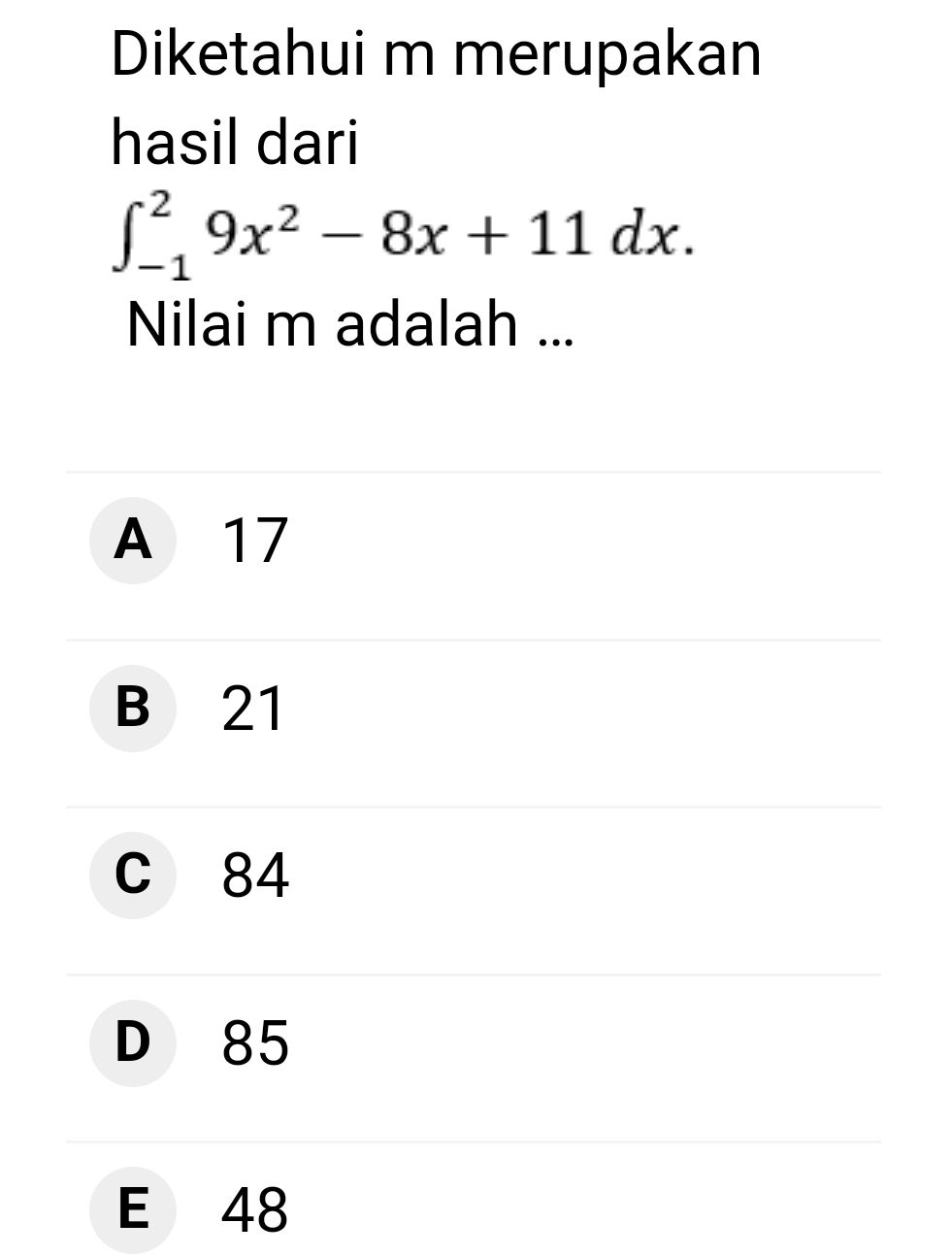 Diketahui m merupakan hasil dari $ _{-1}^{2} | StudyX
