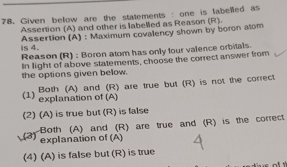 78. Given below are the statements : one is | StudyX