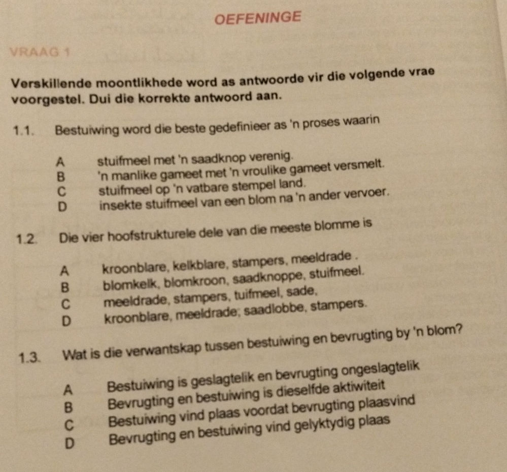 Verskillende moontlikhede word as antwoorde | StudyX