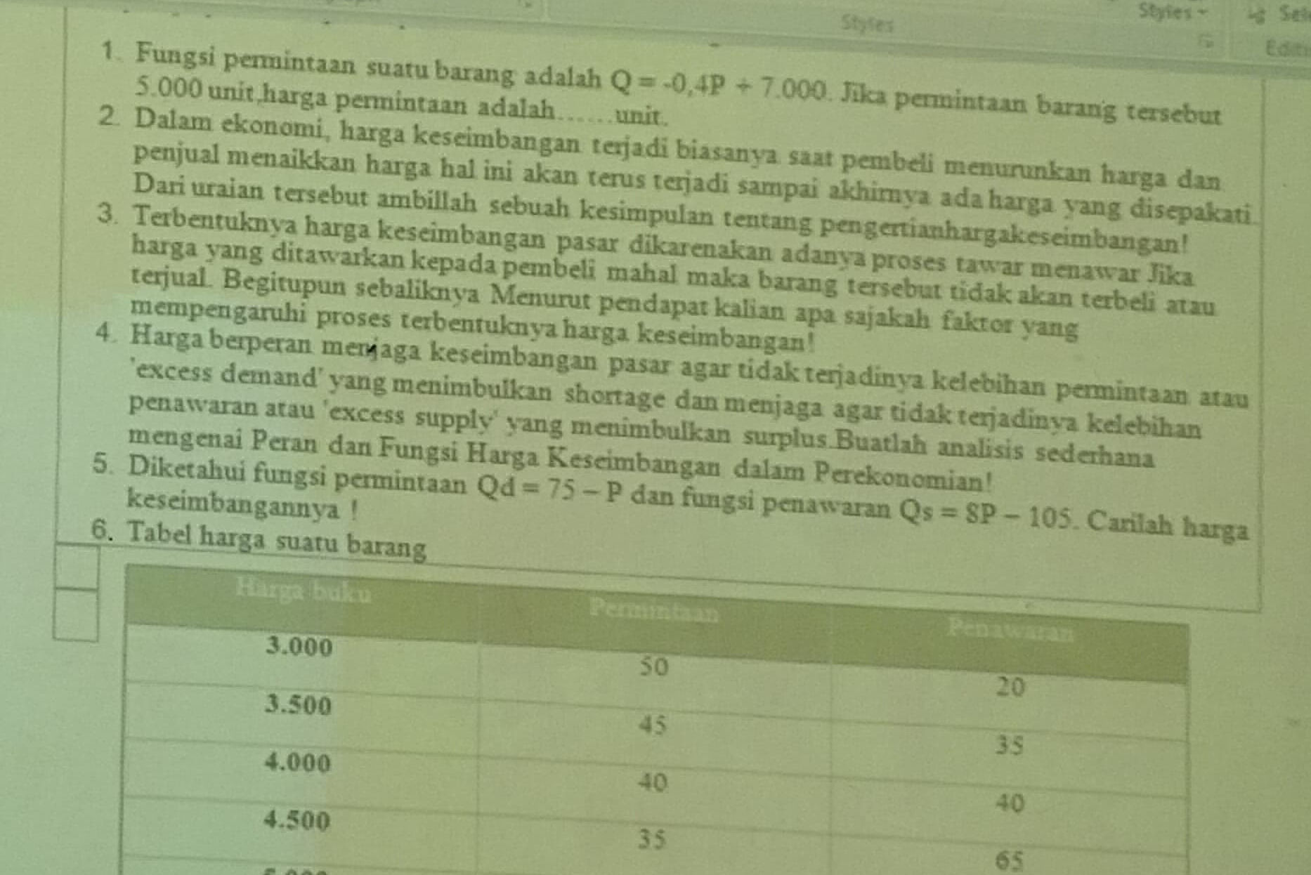 5. Diketahui fungsi permintaan Qd=75-P dan | StudyX