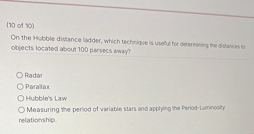 On the Hubble distance ladder, which | StudyX