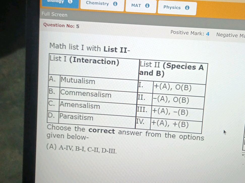 Math list I with List II- | List I | StudyX