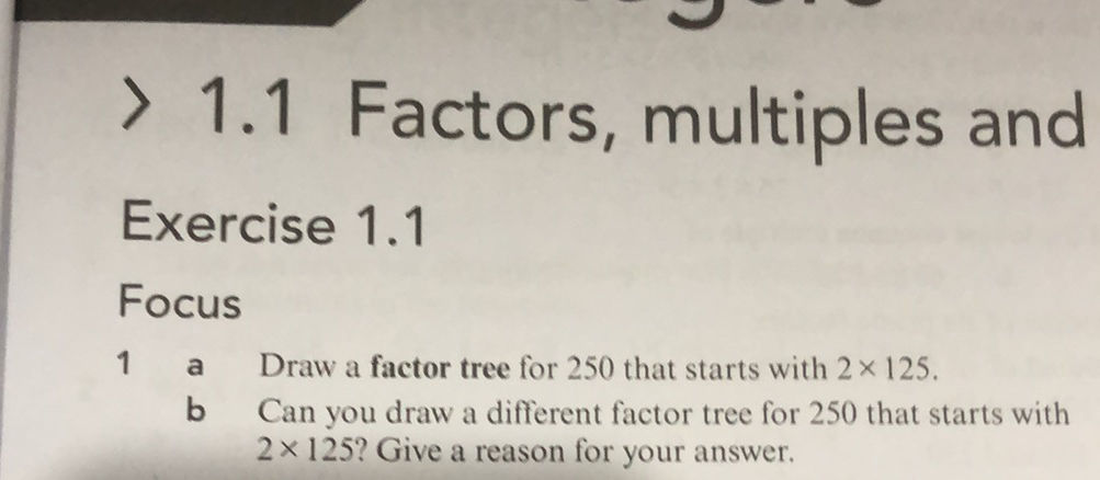 1 a Draw a factor tree for 250 that starts | StudyX