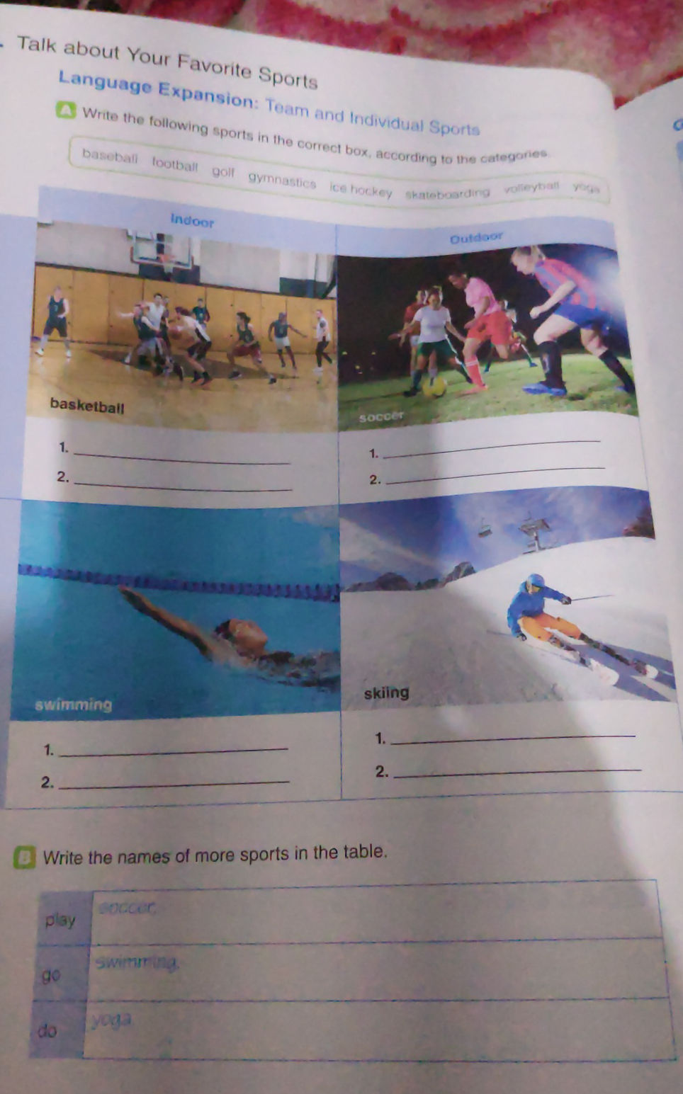 A Write the following sports in the correct | StudyX