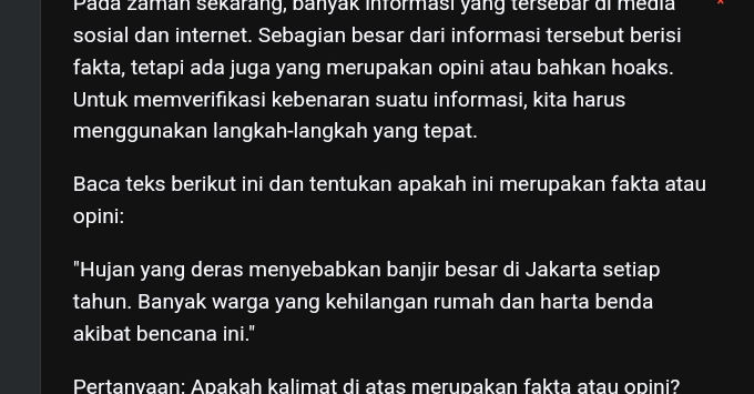 Baca teks berikut ini dan tentukan apakah | StudyX