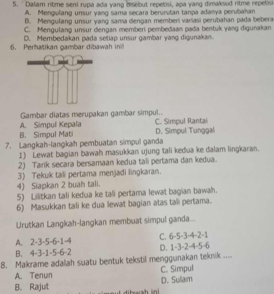 5. Dalam ritme seni rupa ada yang disebut | StudyX