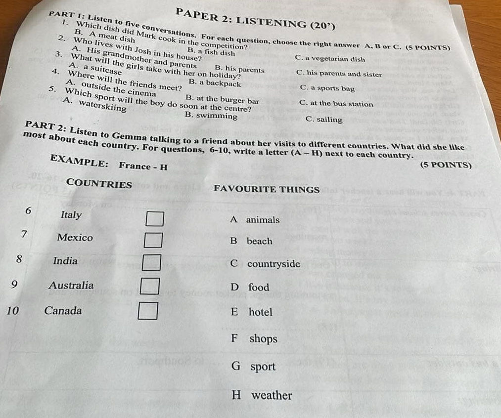 PART 1: Listen to five conversations. For | StudyX