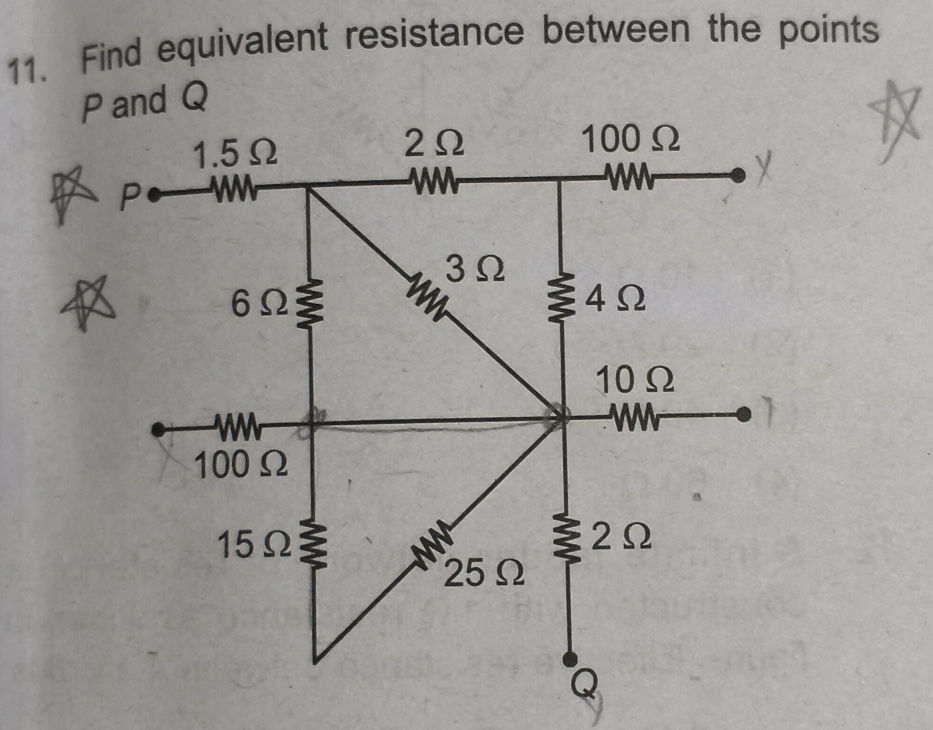 Find equivalent resistance between the | StudyX