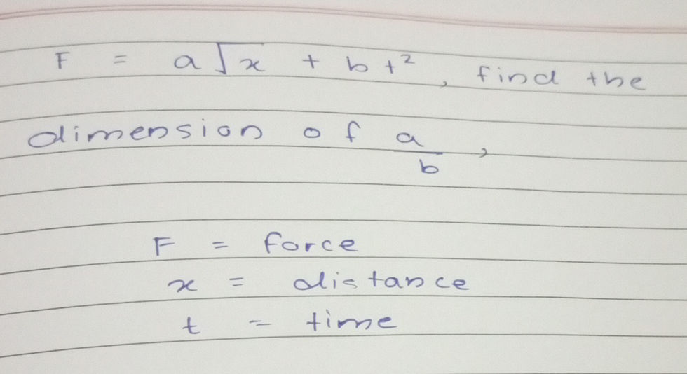 Given the equation: $F = a {x} + bt^2$, find | StudyX