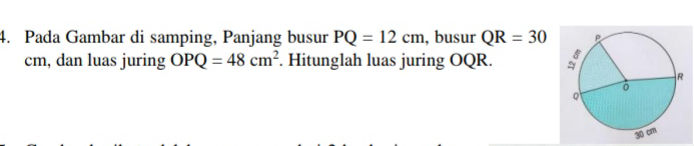 4. Pada Gambar di samping, Panjang busur PQ | StudyX