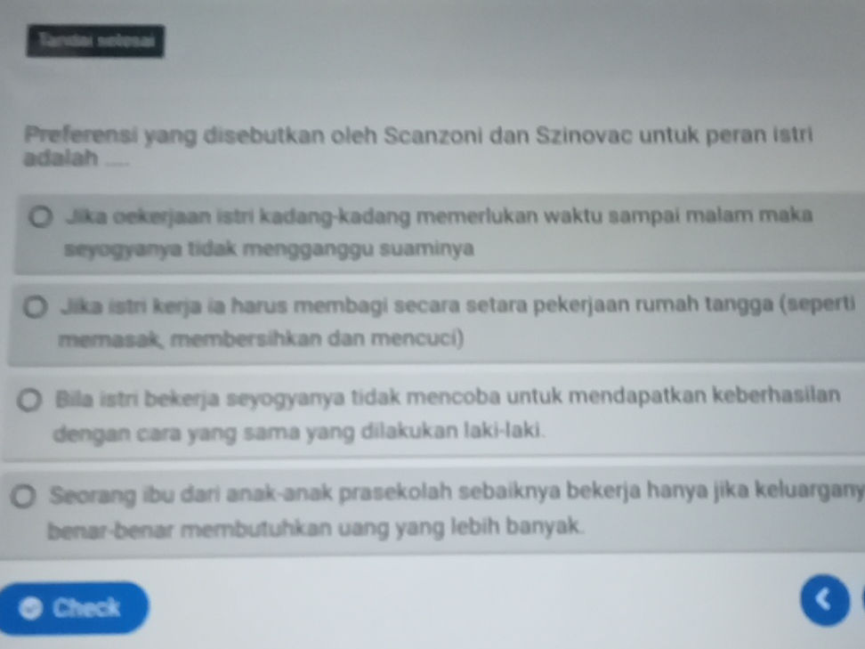 Preferensi yang disebutkan oleh Scanzoni dan | StudyX