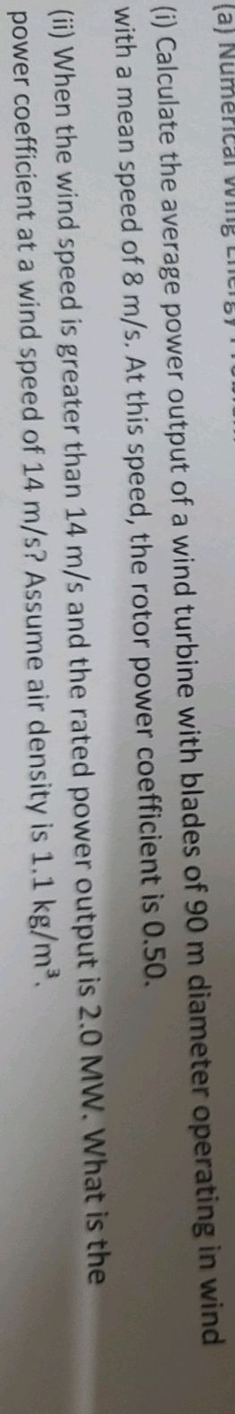 (i) Calculate the average power output of a | StudyX