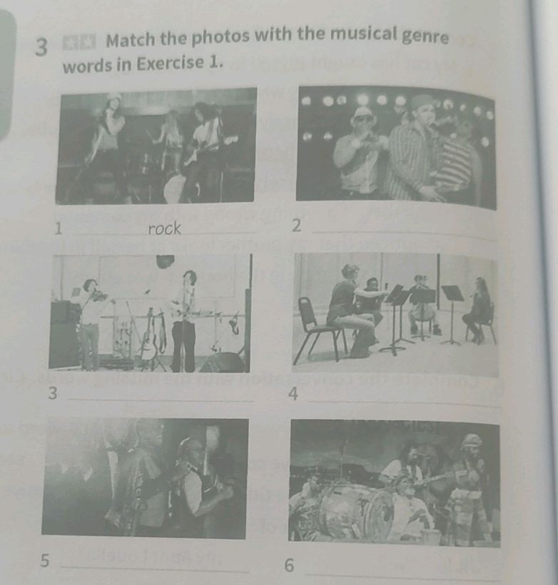 Match the photos with the musical genre | StudyX