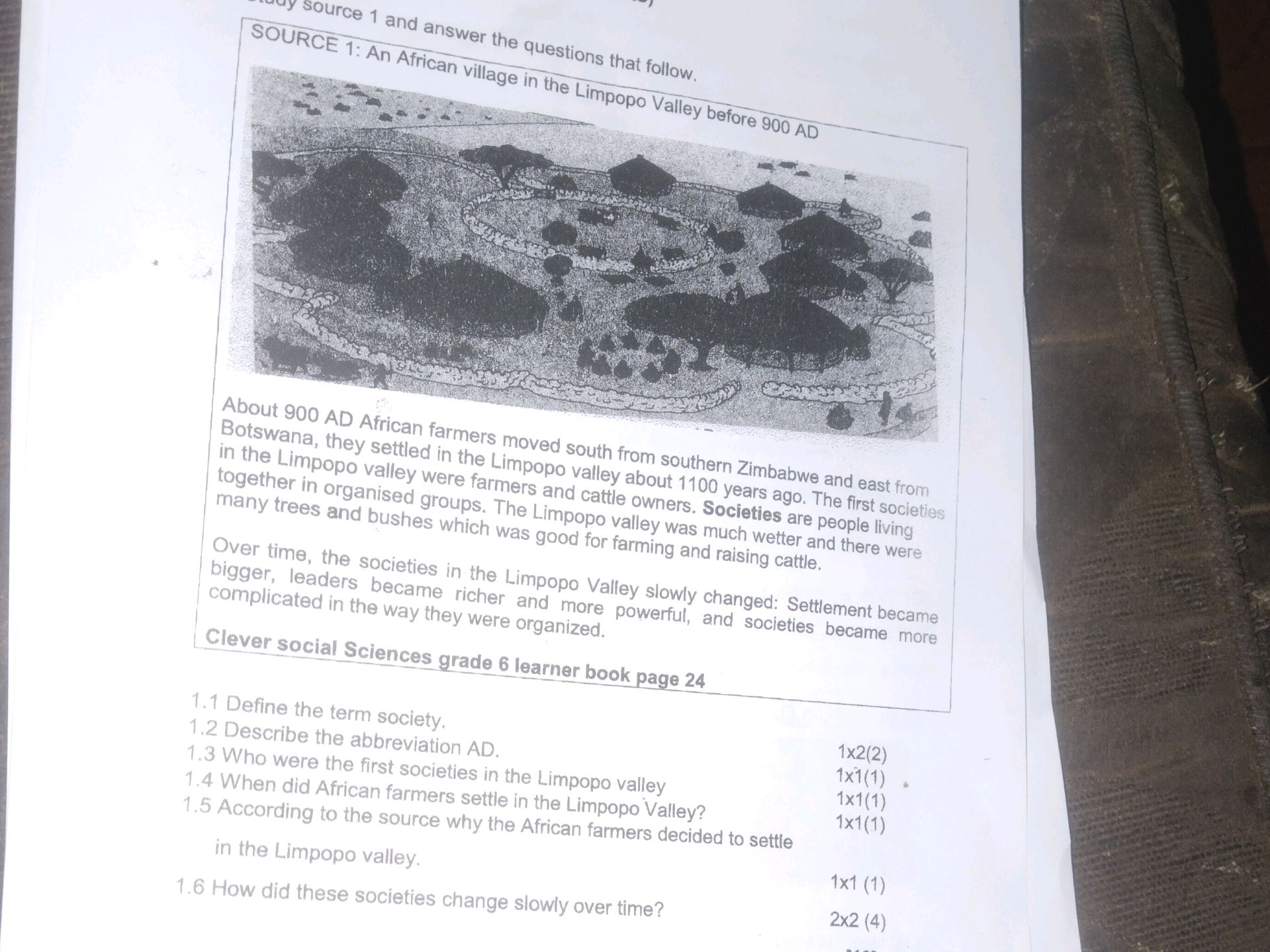 SOURCE 1: An African village in the Limpopo | StudyX