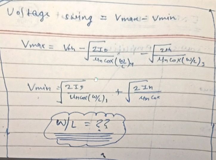 Voltage swing = Vmax - Vmin Vmax = Vth - { | StudyX