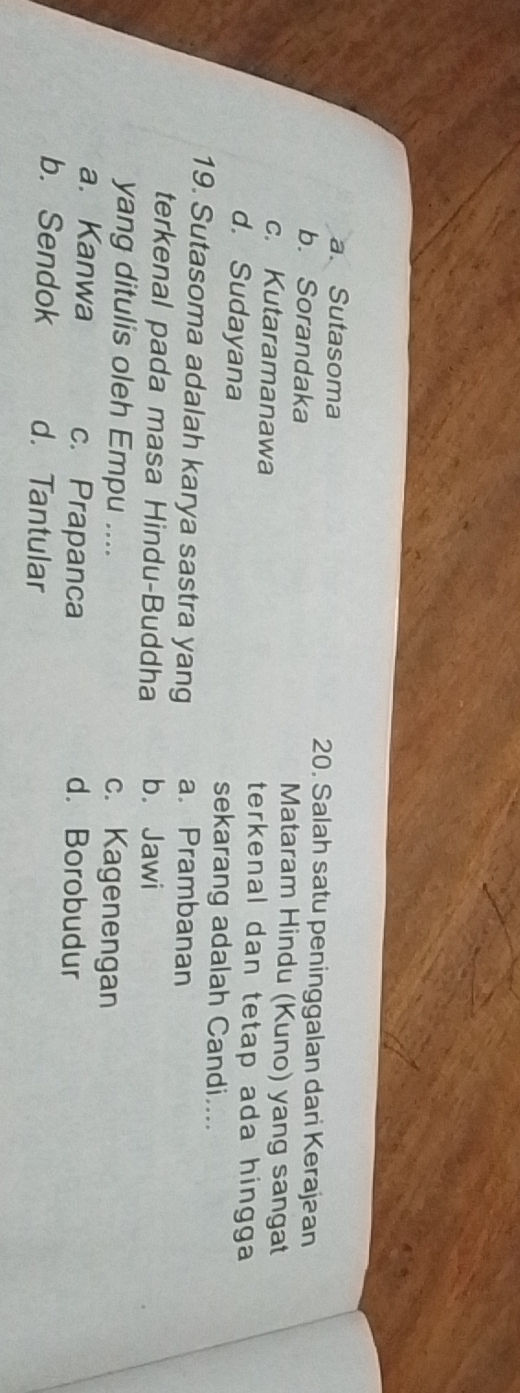 19. Sutasoma adalah karya sastra yang | StudyX