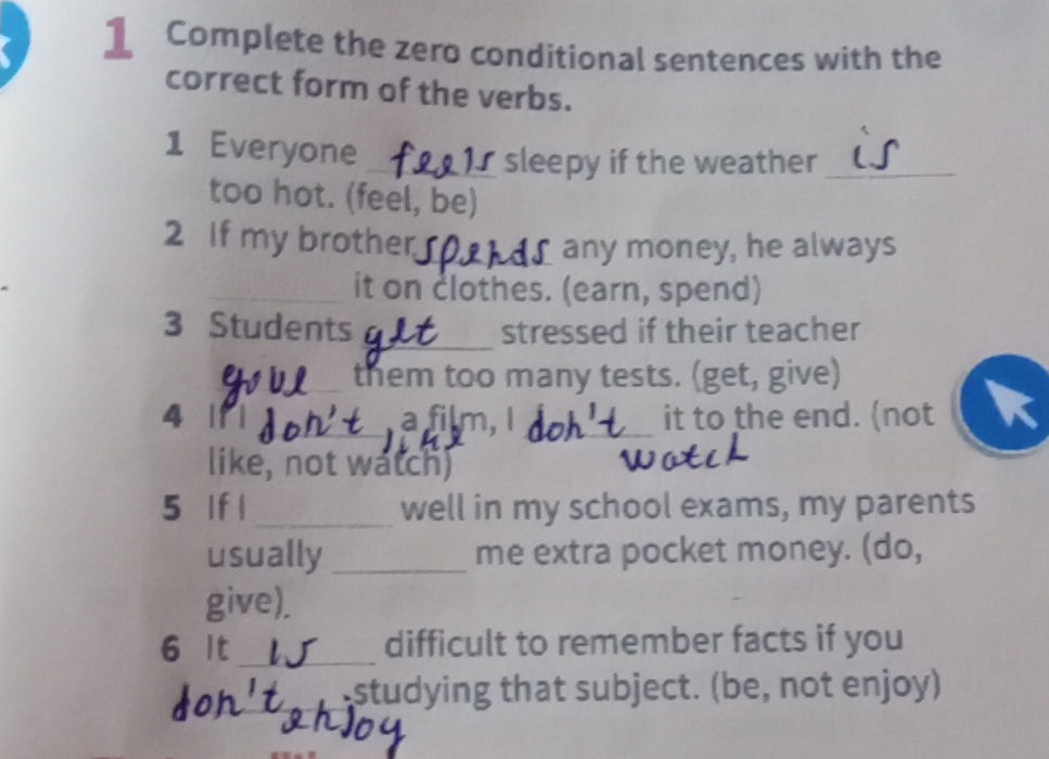Complete the zero conditional sentences with | StudyX