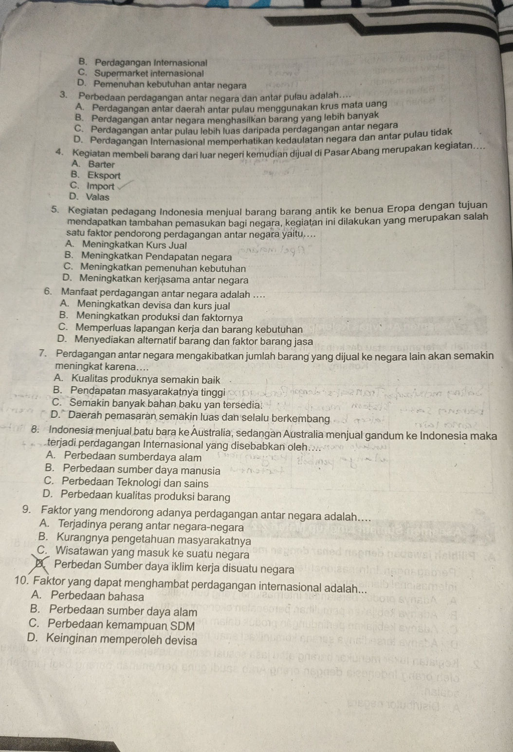 3. Perbedaan perdagangan antar negara dan | StudyX