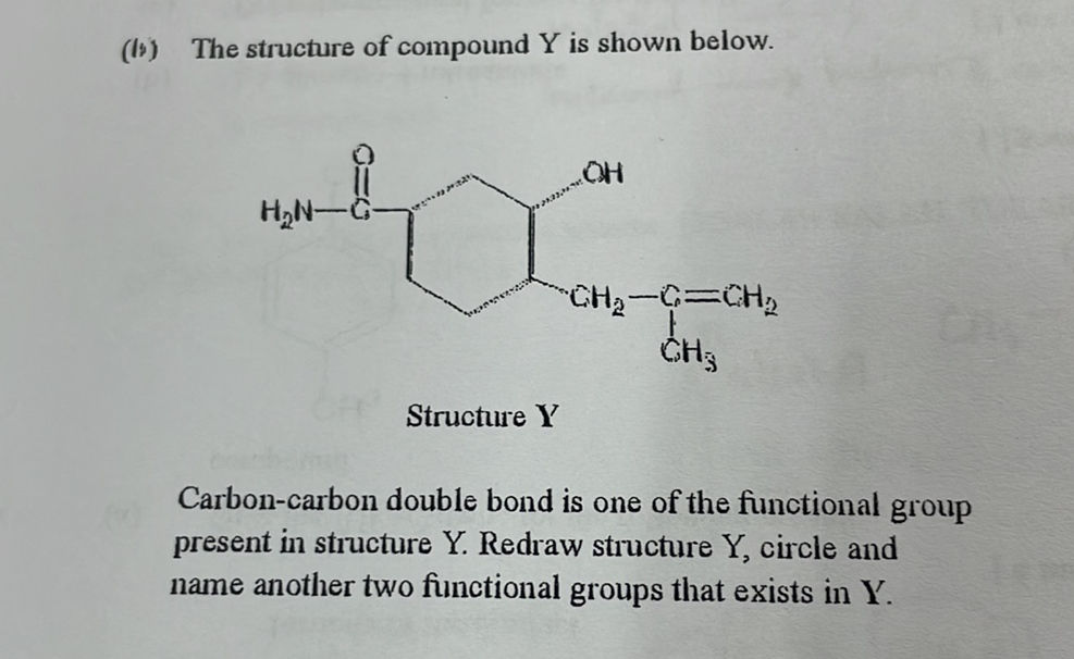 (b) The structure of compound Y is shown | StudyX
