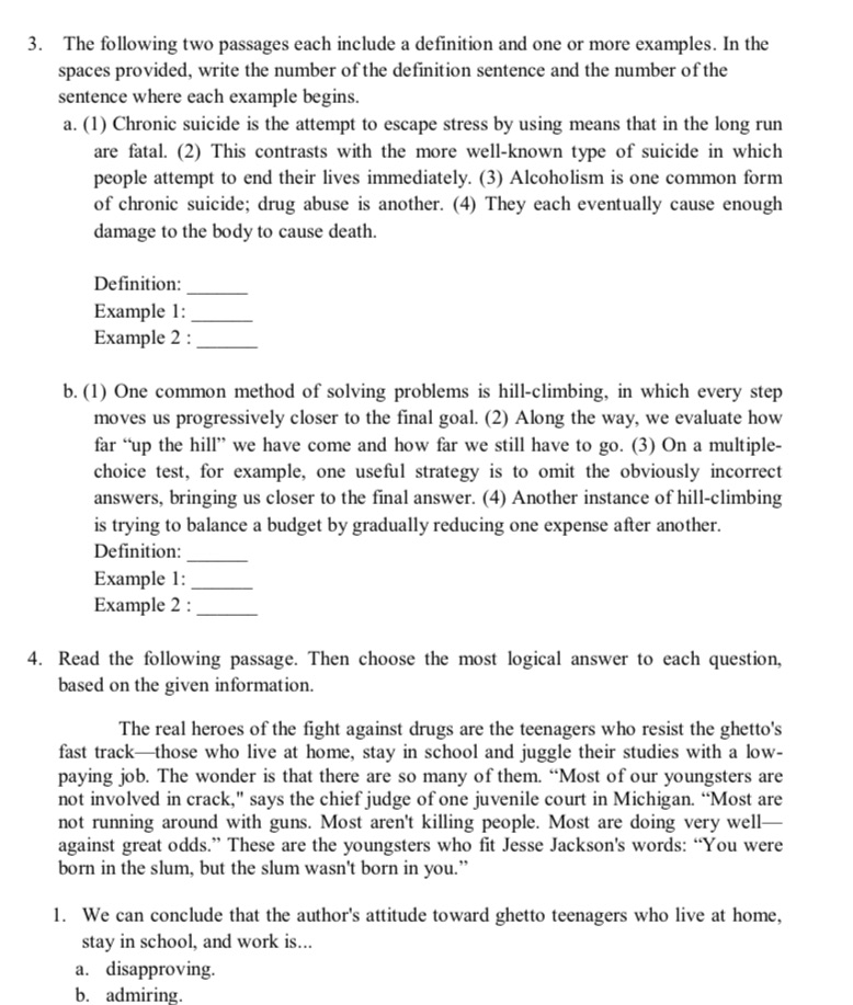 3. The following two passages each include a | StudyX