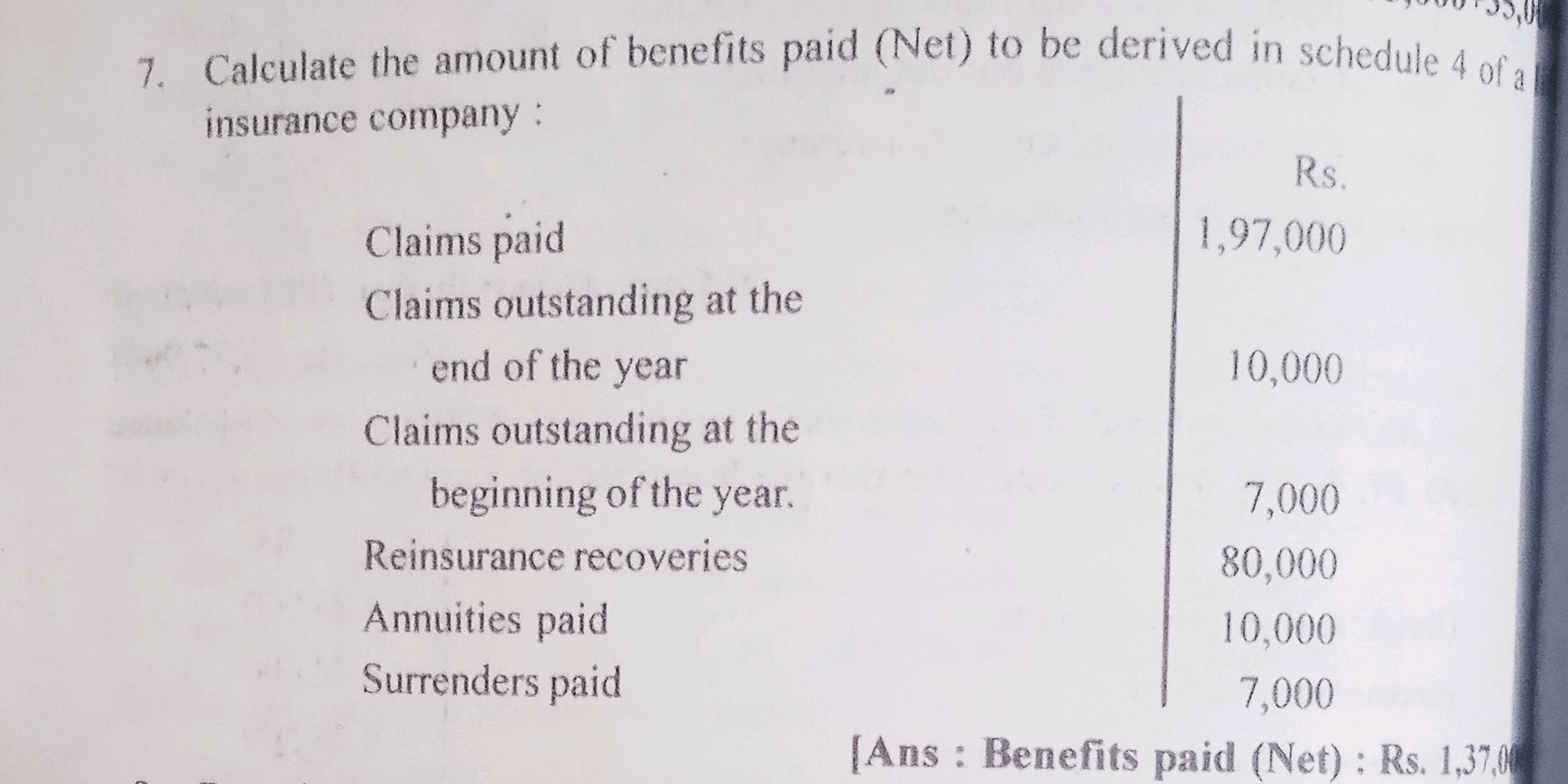 7. Calculate the amount of benefits paid | StudyX