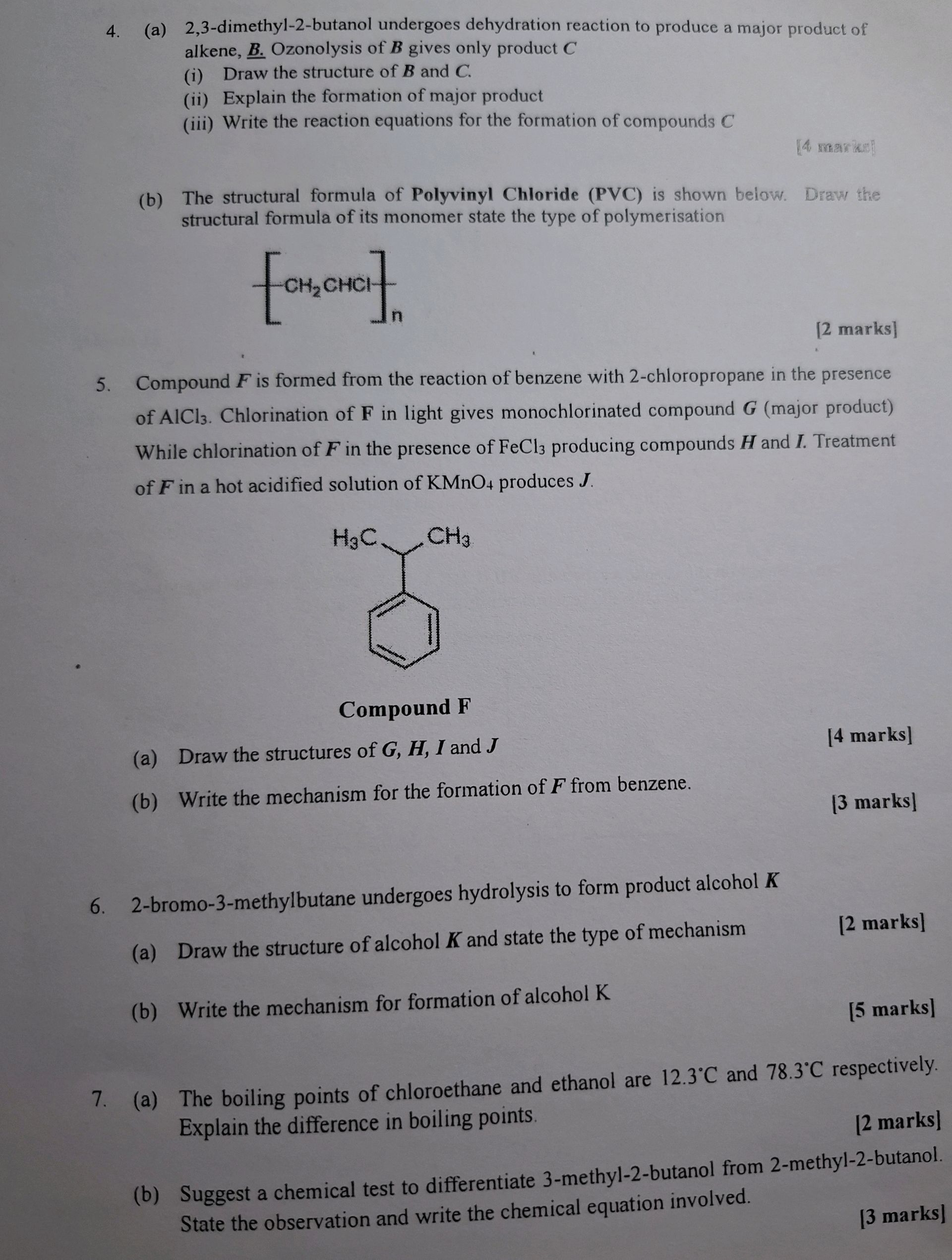 4. (a) 2,3-dimethyl-2-butanol undergoes | StudyX
