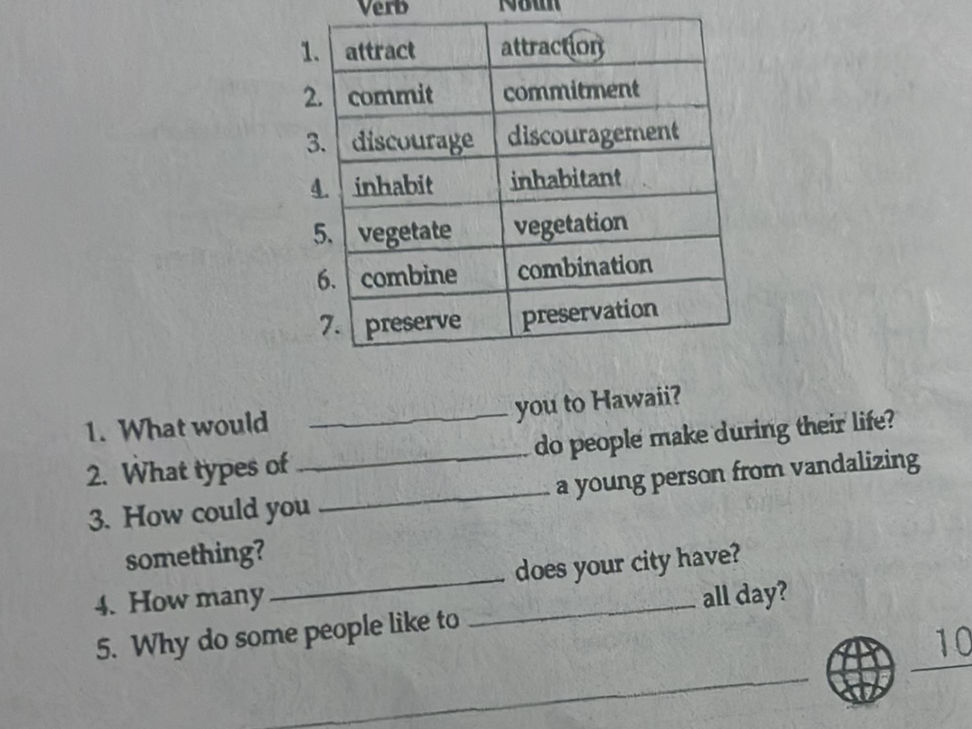 Verb | Noun ---|--- 1. attract | attraction | StudyX
