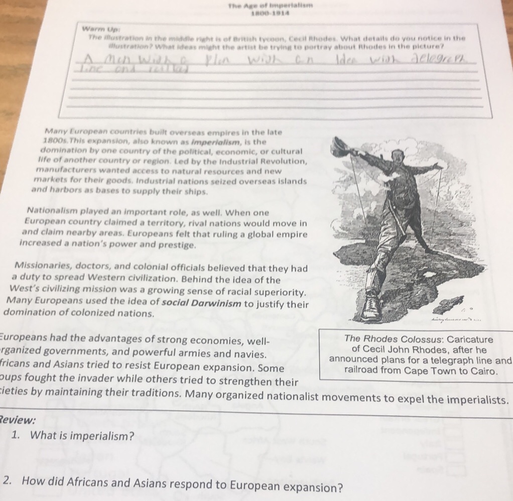 Warm Up: The illustration in the middle | StudyX