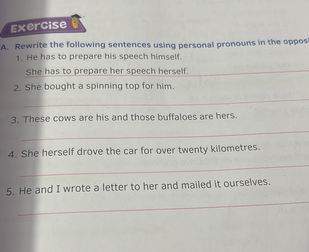 A. Rewrite the following sentences using | StudyX