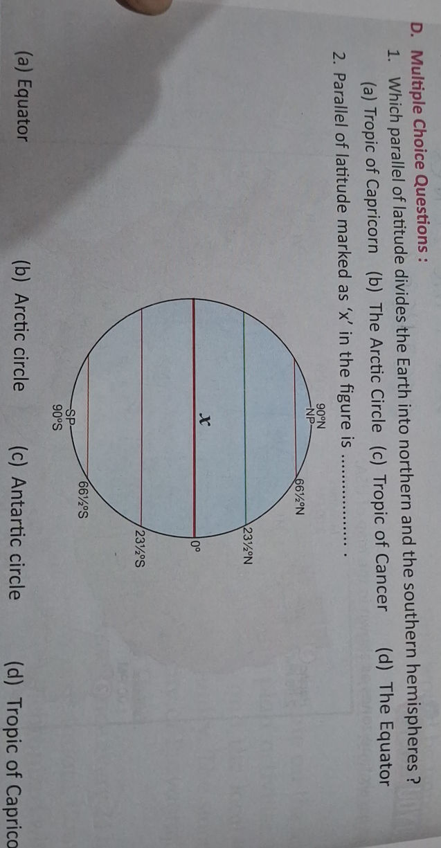 1. Which parallel of latitude divides the | StudyX