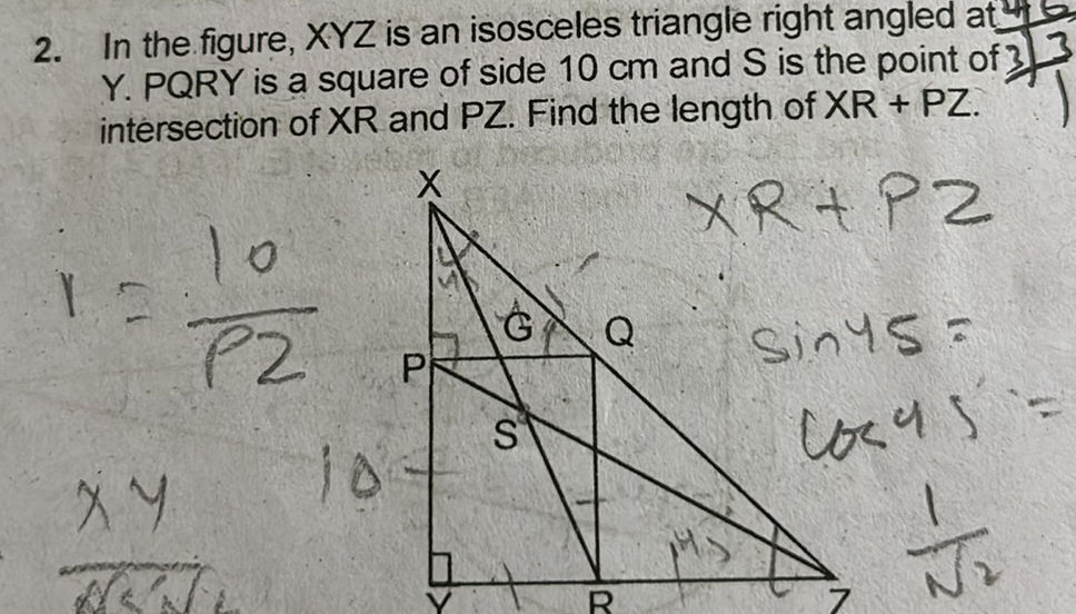2. In the figure, XYZ is an isosceles | StudyX