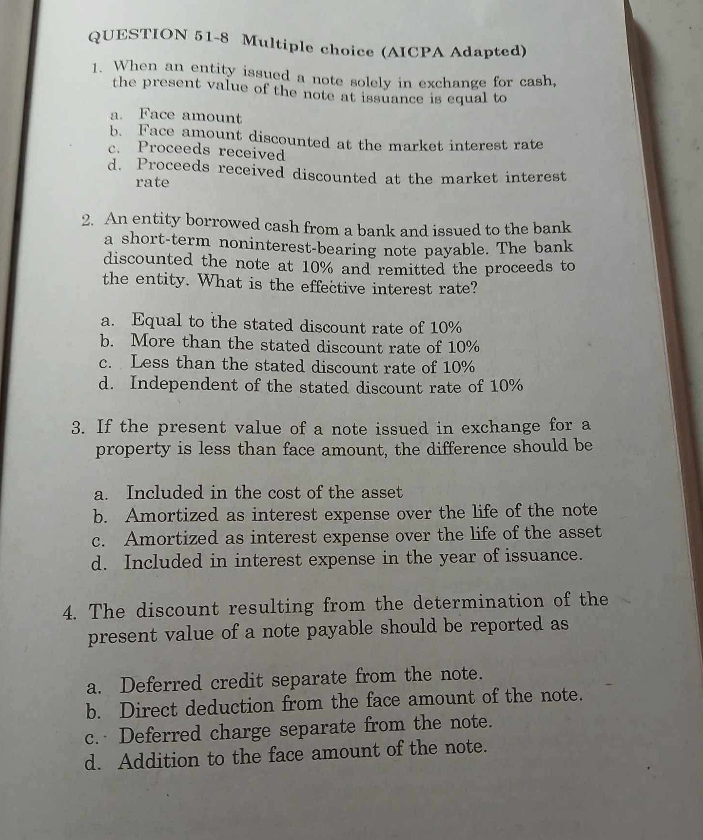 QUESTION 51-8 Multiple choice (AICPA | StudyX