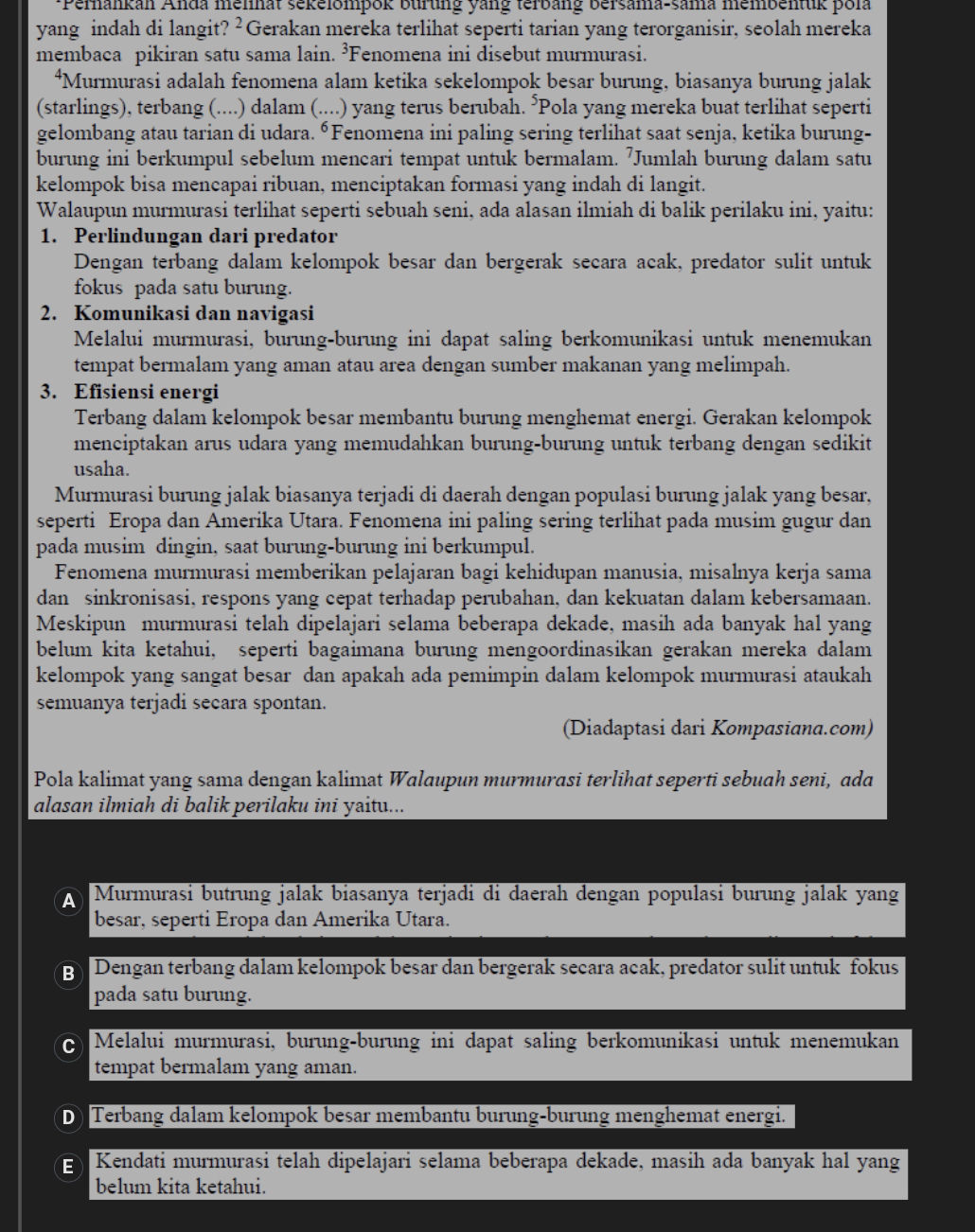 Pola kalimat yang sama dengan kalimat | StudyX